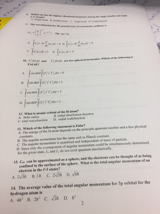 Solved Which one has the highest vibrational frequency among | Chegg.com