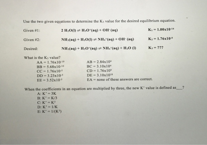 Solved Use the two given equations to determine the K_3 | Chegg.com