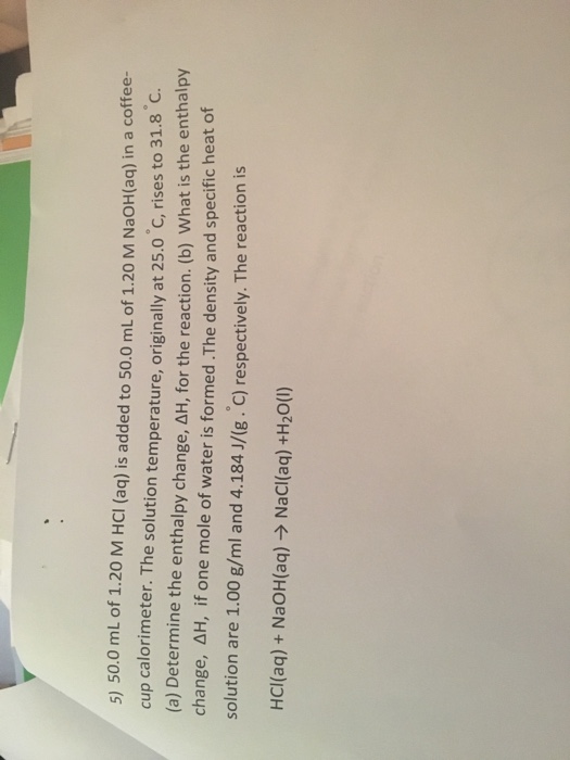 Solved 50.0 mL of 1.20 M HCL (aq) is added to 50.0 mL of | Chegg.com