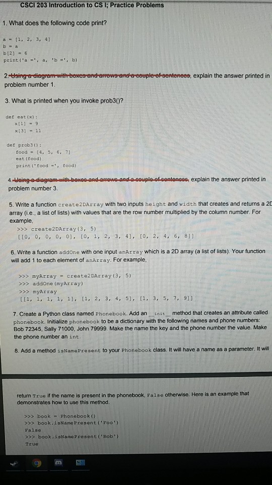 Solved Csci 203 Introduction To Cs I Practice Problems 1 