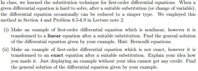 Solved In class, we learned the substitution technique for | Chegg.com