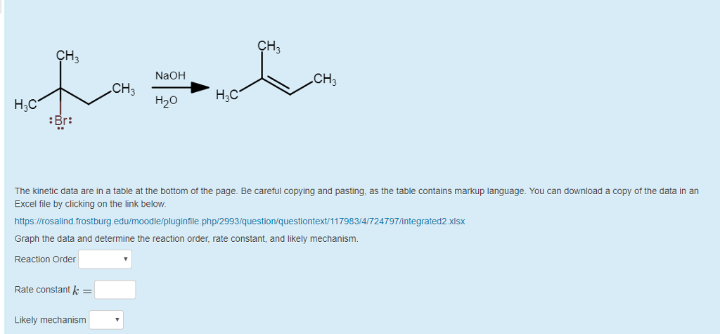 Solved CH CH NaOH CH3 CH3- H3C H3C H20 Br The kinetic data | Chegg.com