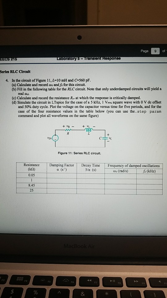 Solved Page 9 of Series RLC Circult 4. In the circuit of | Chegg.com
