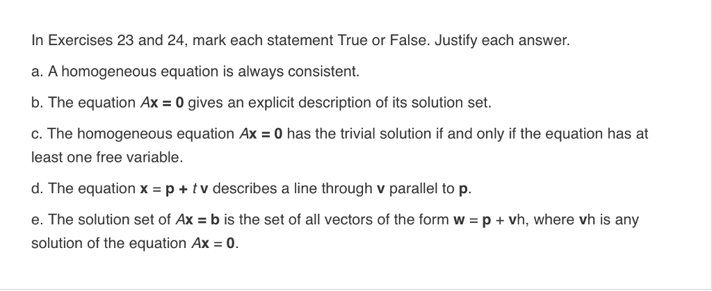 Solved In Exercises 23 and 24, mark each statement True or | Chegg.com