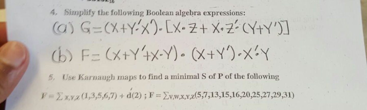 Solved Simplify the following Boolean algebra expressions: G | Chegg.com