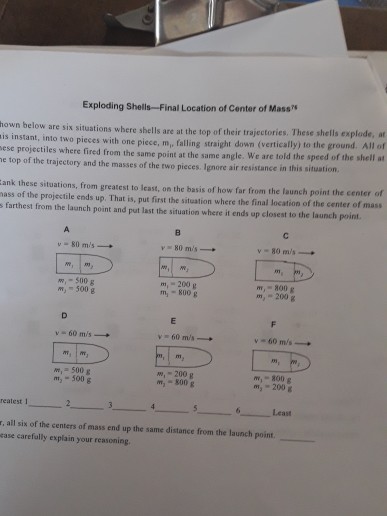 Solved Exploding Shells-Final Location of Center of Mass | Chegg.com