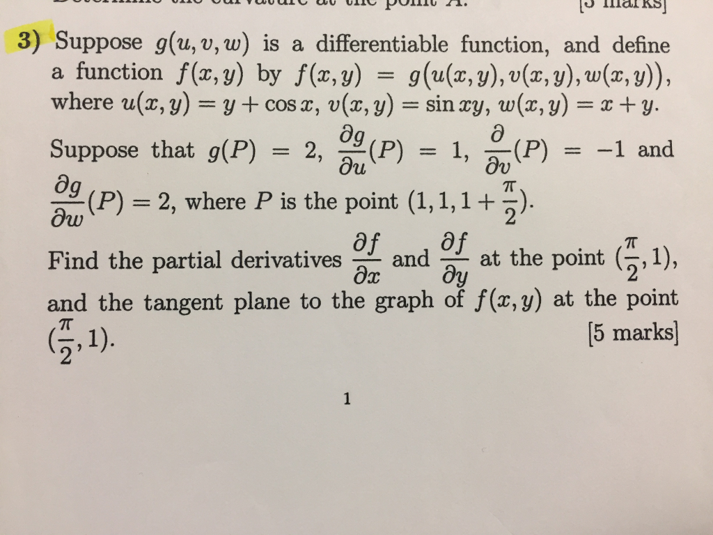 Solved Suppose G U V W Is A Differentiable Function And