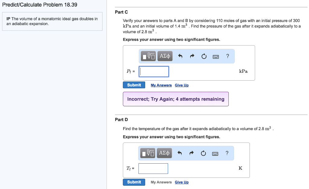 Solved Predict/Calculate Problem 18.39 Part C IP The volume | Chegg.com