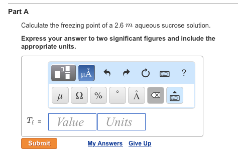 Solved Part A Calculate the freezing point of an aqueous | Chegg.com