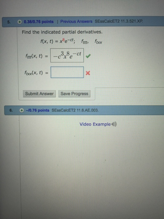 Solved Find the indicated partial derivatives. f(x, t) = x^8 | Chegg.com