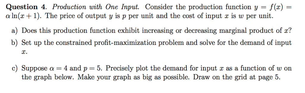 Solved Question 4. Production with One Input. Consider the | Chegg.com