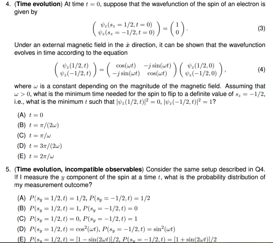 Solved At time t = 0, suppose that the wavefunction of the | Chegg.com