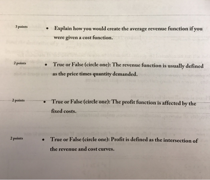 Solved Explain how you would create the average revenue | Chegg.com
