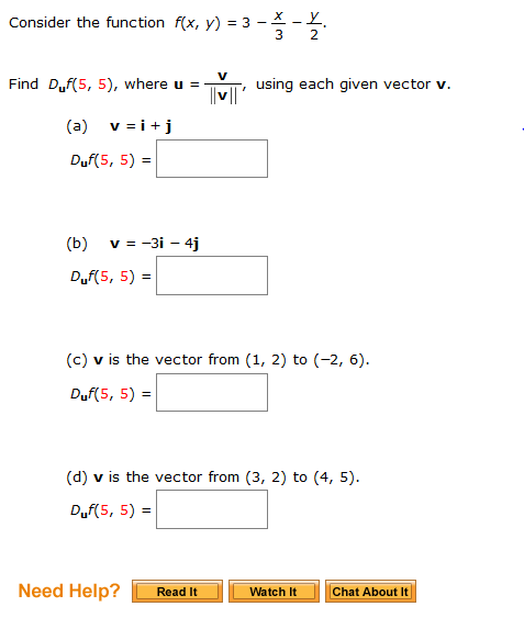 Solved Consider the function f(x, y) = 3 -x/3 - y/2. Find | Chegg.com