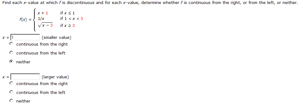 Solved Find each x-value at which f is discontinuous and for | Chegg.com