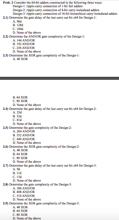 Solved Prob. 1 Assume that for a carry lookahead adder the | Chegg.com