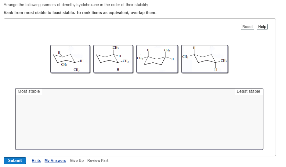 Solved Arrange the following isomers of dimethylcyclohexane | Chegg.com