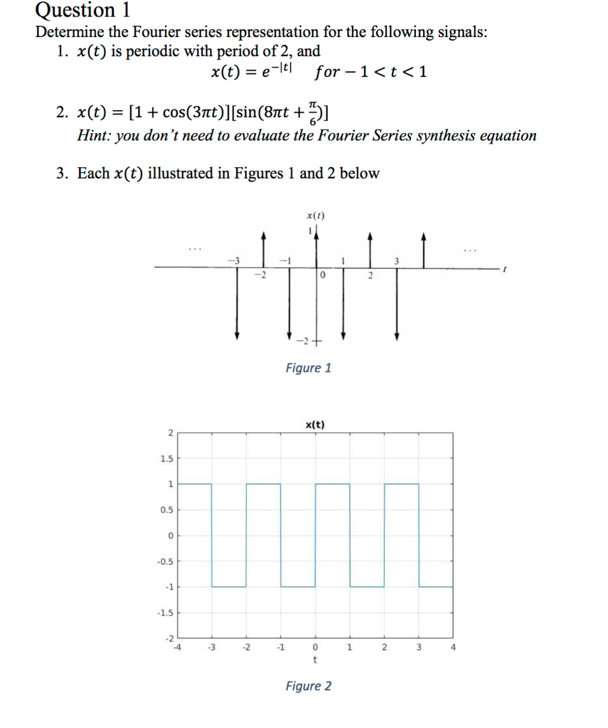 Solved Question1 Determine The Fourier Series Representation