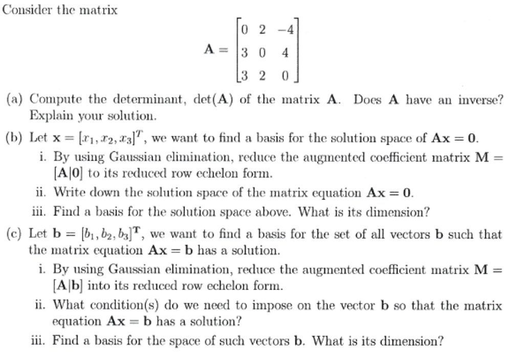 Solved Consider the matrix Compute the determinant, dot (A) | Chegg.com