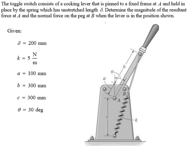 Solved The toggle switch consists of a cocking lever that is | Chegg.com