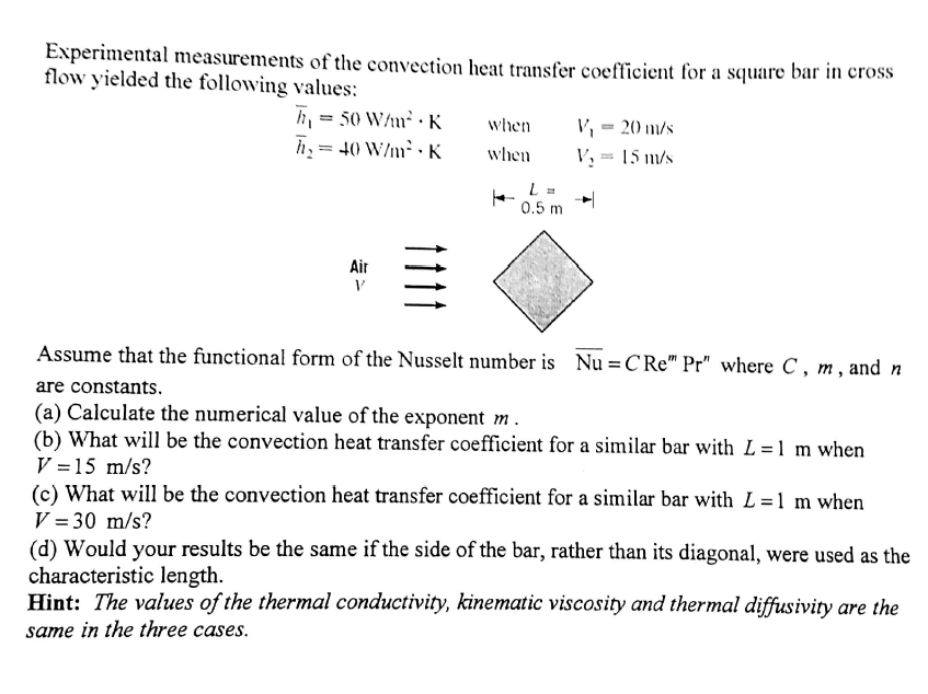 Solved Experimental measurements of the convection heat | Chegg.com