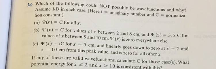 2.6 Which of the following Could NOT Possibly be | Chegg.com