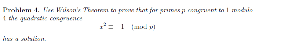 Solved Use Wilson's Theorem to prove that for primes p | Chegg.com