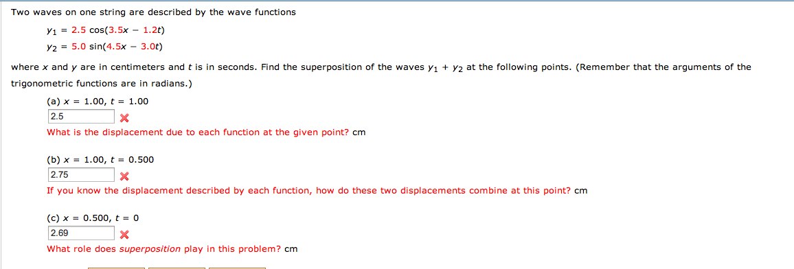 Solved Two waves on one string are described by the wave | Chegg.com