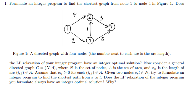 1. Formulate an integer program to find the shortest | Chegg.com
