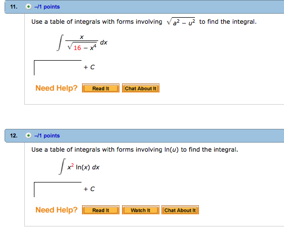 Solved Use a table of integrals with forms involving a2 - | Chegg.com