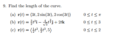 Solved Find the length of the curve. (a) r(t)
