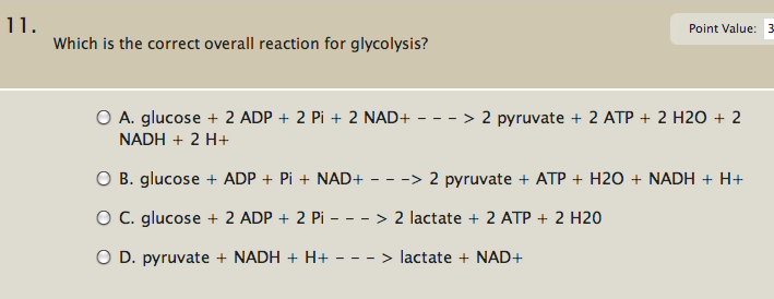 Solved Which is the correct overall reaction for glycolysis? | Chegg.com