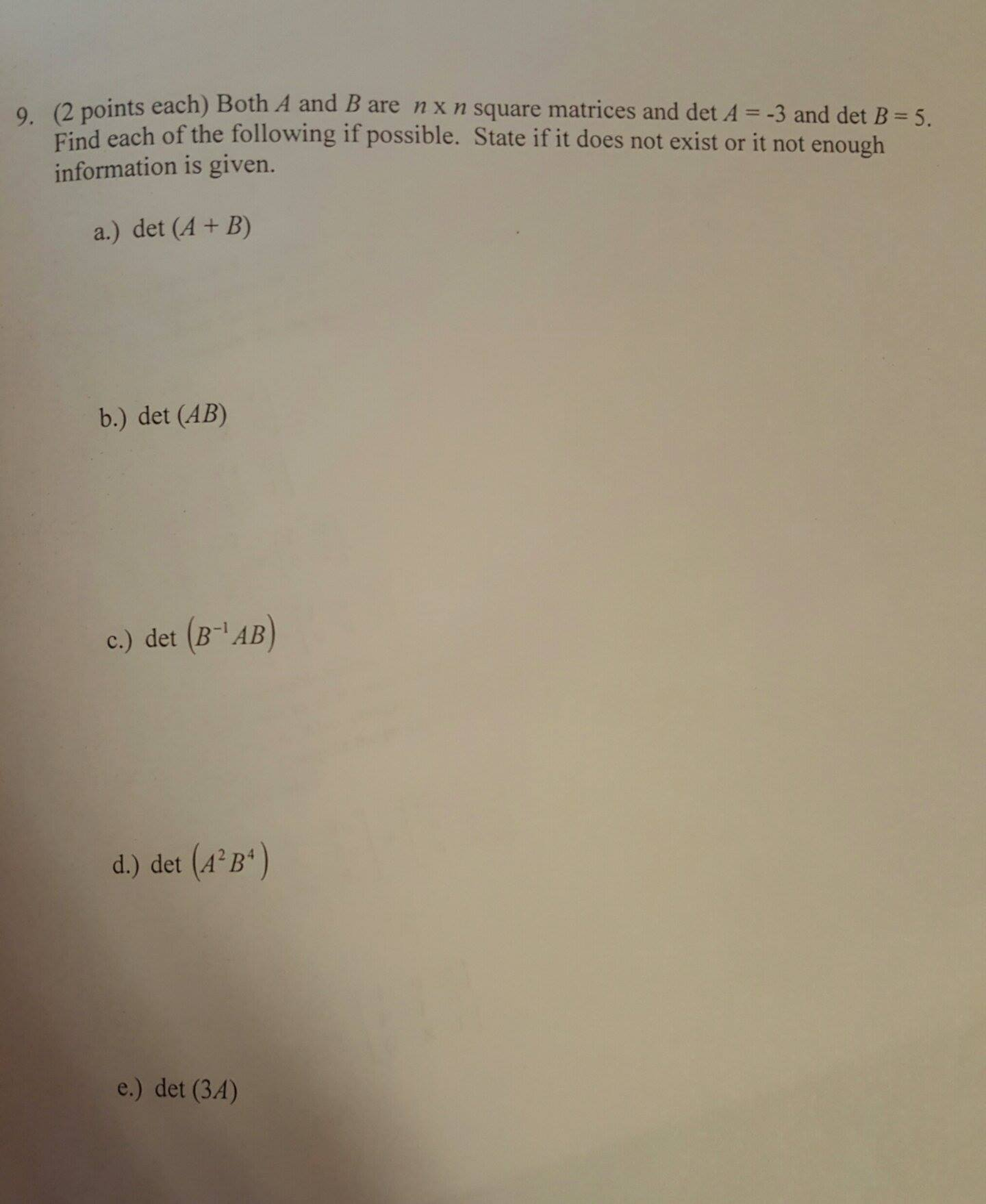 Solved 9. ( Find information is given. 2 points each) Both A | Chegg.com