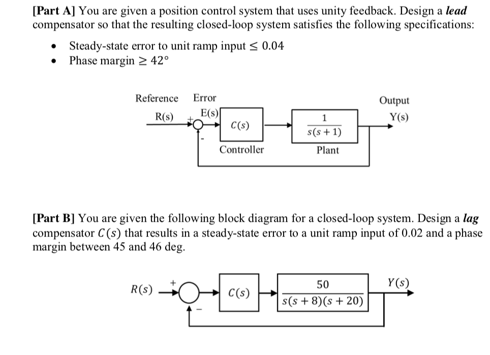 [Part A] You are given a position control system that | Chegg.com