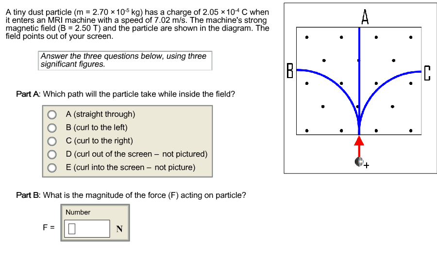 Solved A tiny dust particle (m 2.70 x 105 kg) has a charge | Chegg.com