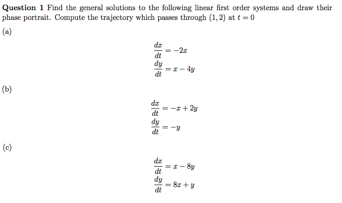 Solved Question 1 Find the general solutions to the | Chegg.com