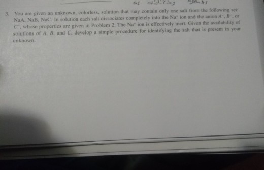 Solved 3. You are given an unknown, colorless, solution that | Chegg.com