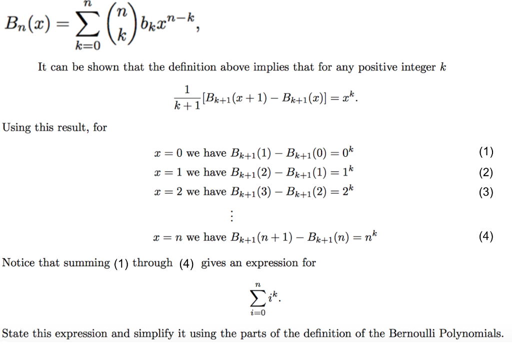 Solved B n x Sigma n k 0 n K B k X n K It Can Be Chegg