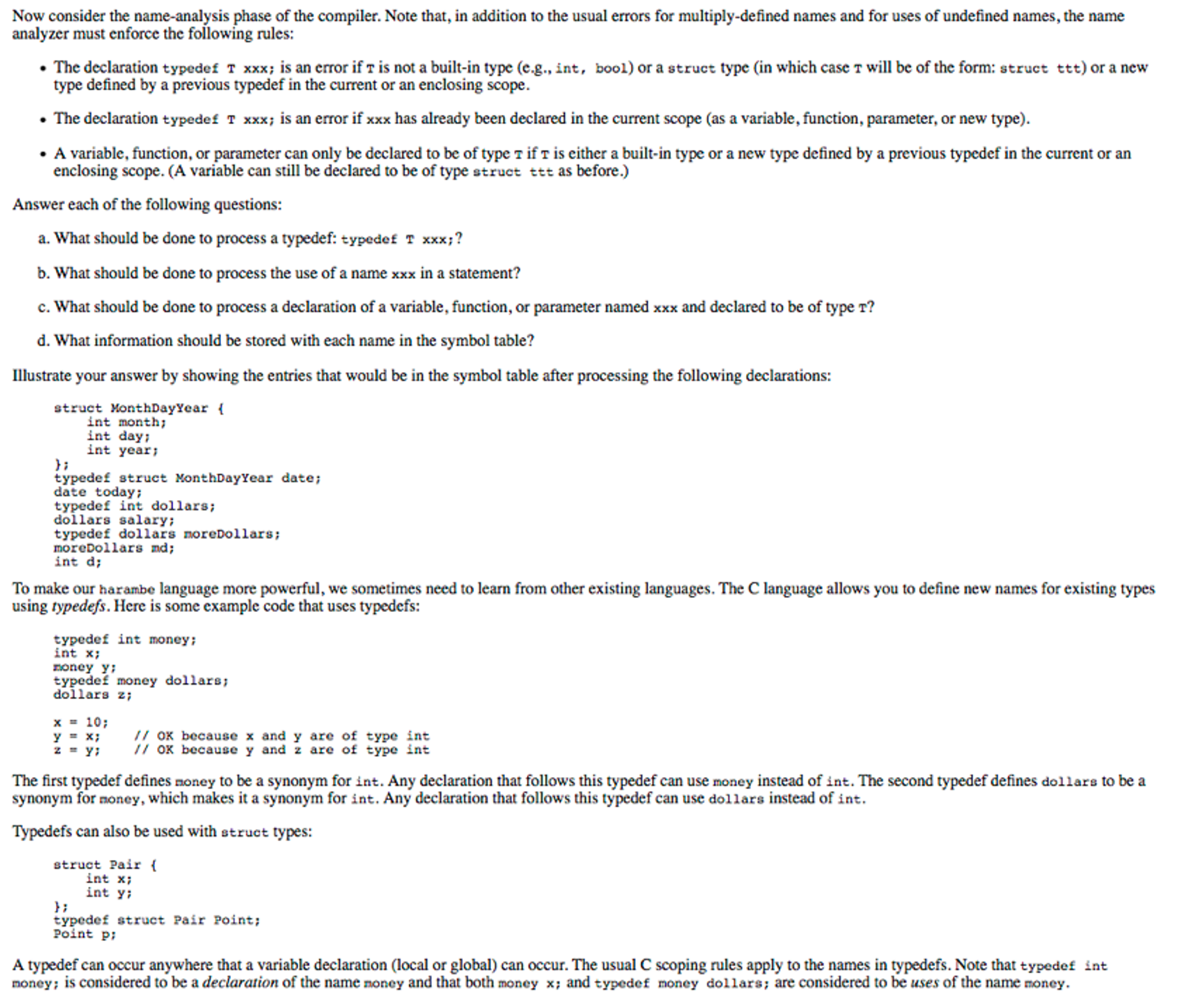 Now consider the name-analysis phase of the compiler. | Chegg.com