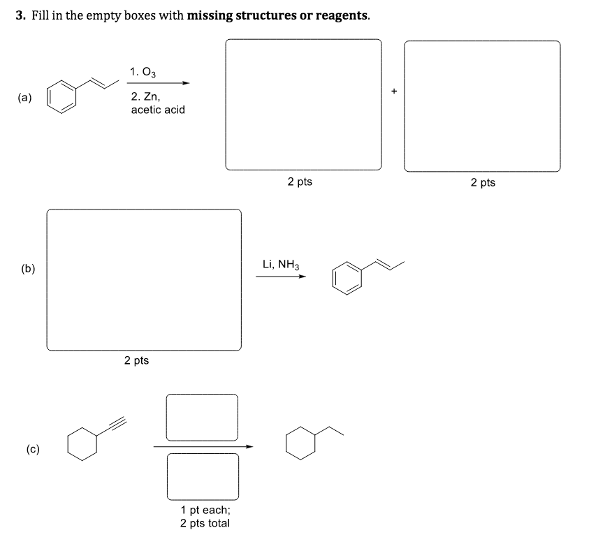 Solved Fill in the empty boxes with missing structures or | Chegg.com