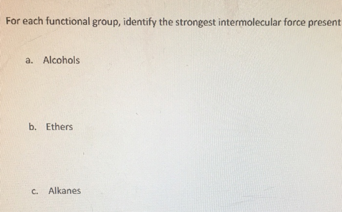 Solved For each functional group, identify the strongest | Chegg.com