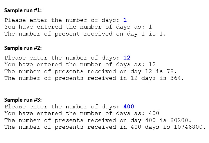 Solved Practice S10p05 Christmas Presents 