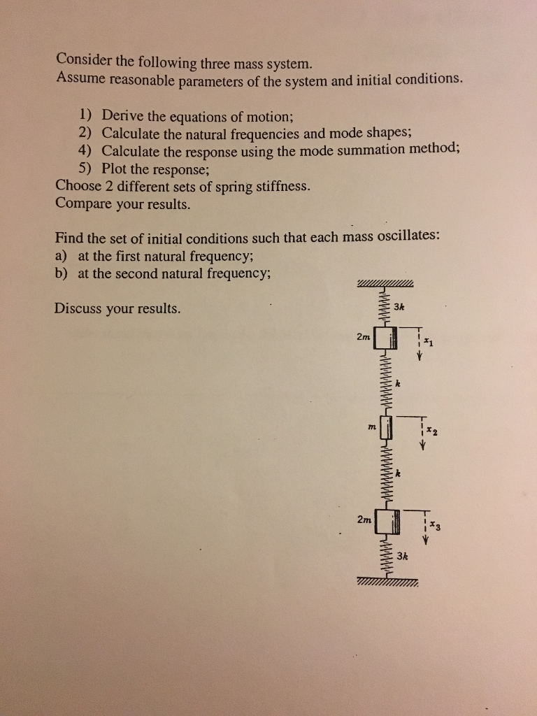 Solved Consider the following three mass system. Assume | Chegg.com