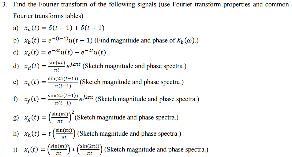 Solved Find the Fourier transform of the following signals | Chegg.com