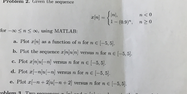 Solved Given the sequence x[n] = {|n|, n