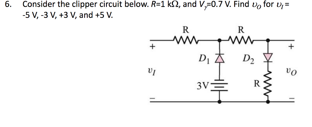 Solved Consider the clipper circuit below, R-1 k(2, and | Chegg.com