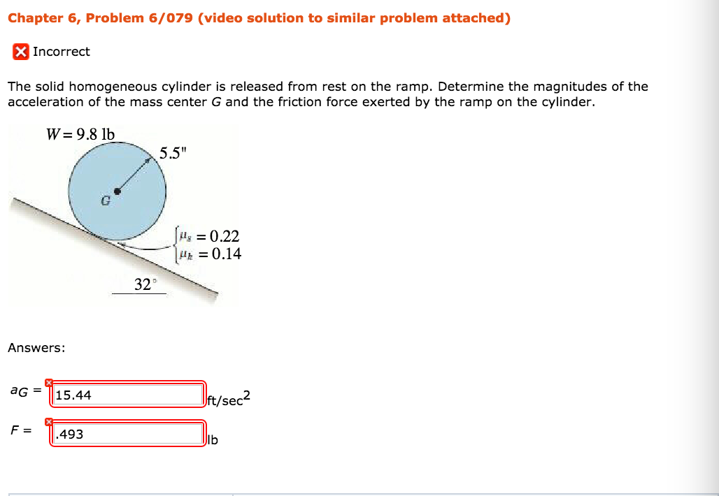 Solved The solid homogeneous cylinder is released from rest | Chegg.com