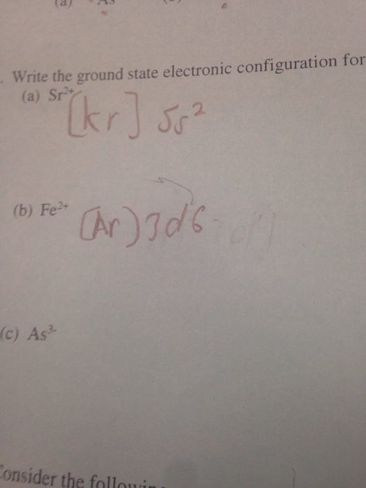 Solved Write the ground state electronic configuration for | Chegg.com