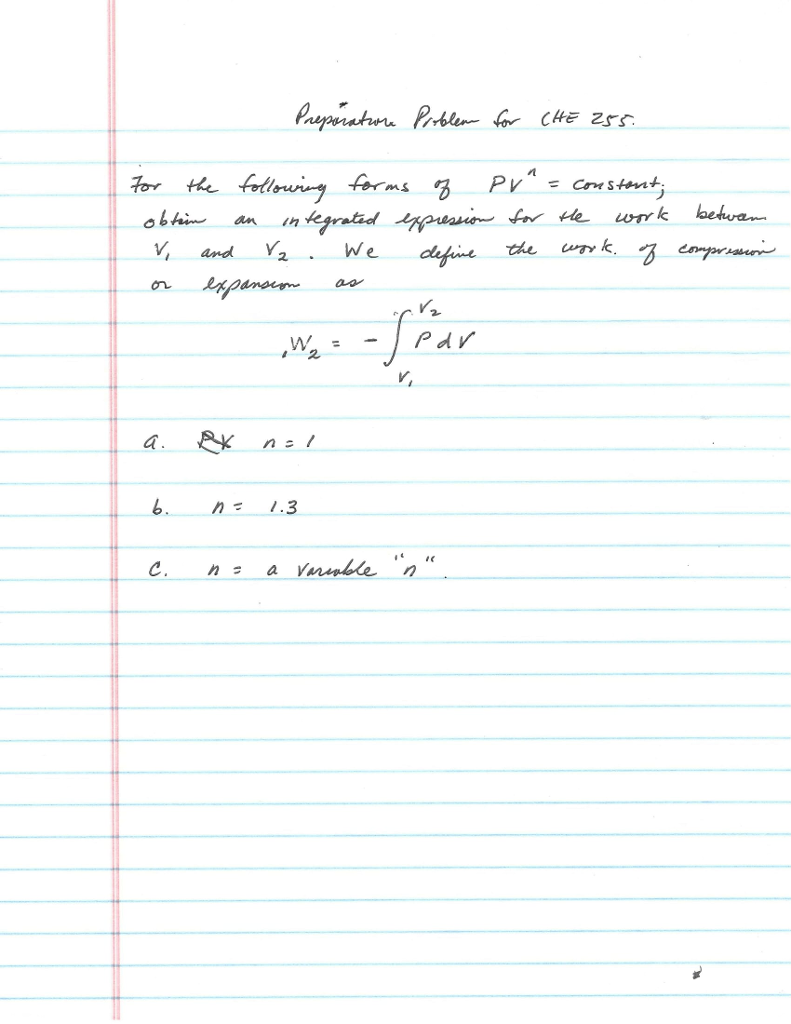 Solved For the following forms of PV = constant: obtain an | Chegg.com