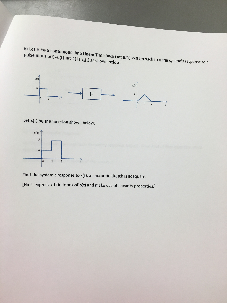 Solved 6 Let H Be A Continuous Time Linear Time Invariant